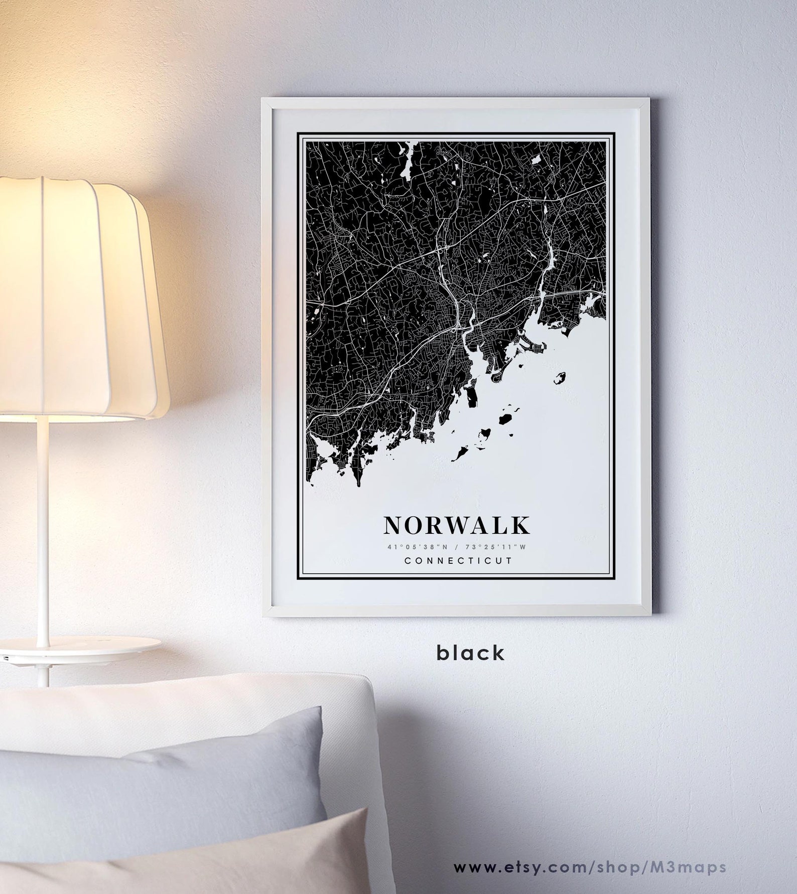 Norwalk Connecticut map Norwalk CT map Norwalk city map | Etsy