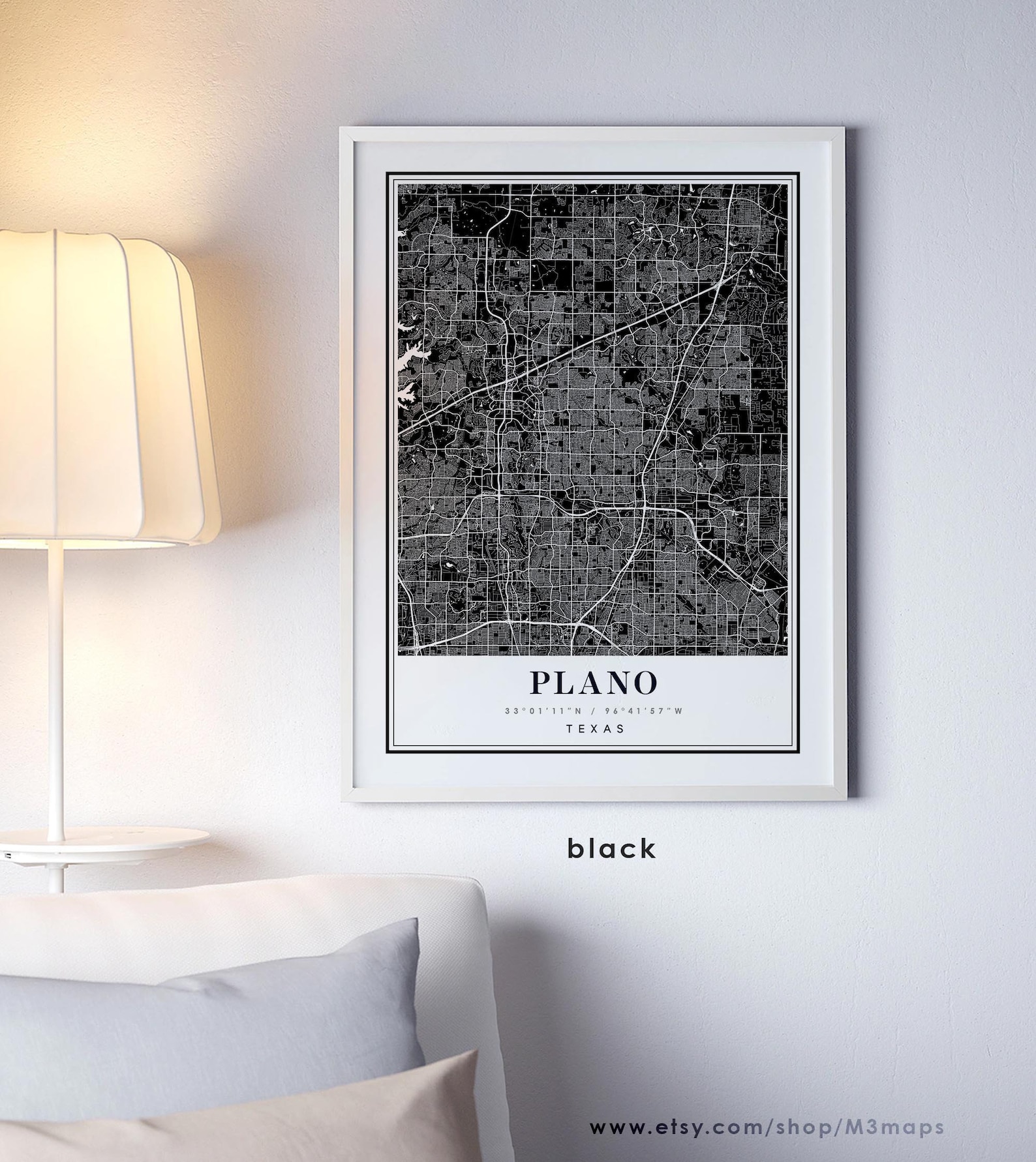 Plano Texas map Plano TX map Plano city map Plano print | Etsy