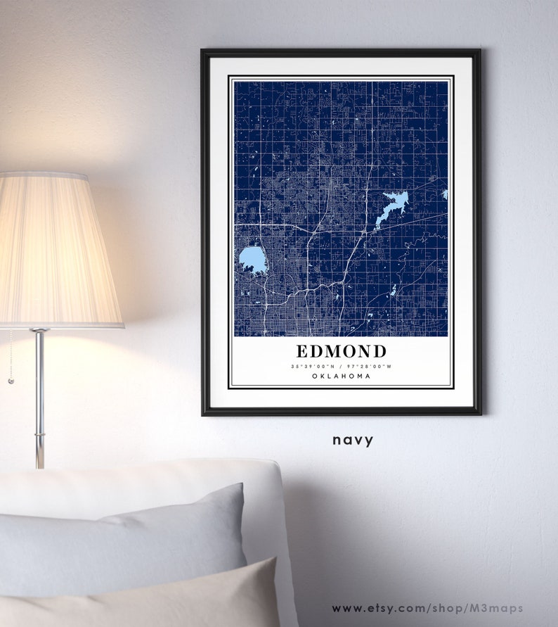 Edmond Oklahoma Map Edmond OK Map Edmond City Map Edmond - Etsy