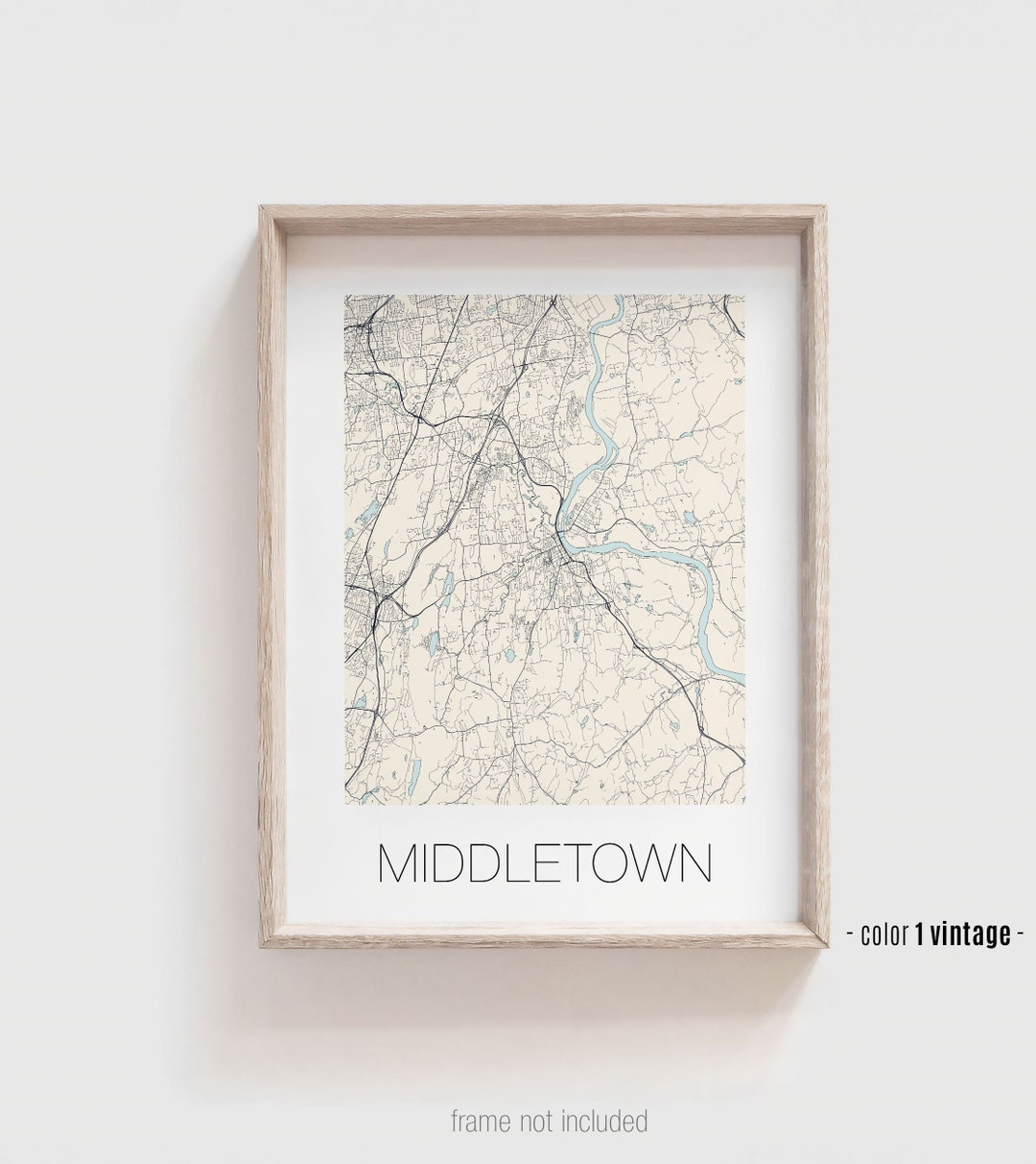 MIDDLETOWN CT City Map Poster, Middletown Connecticut Street Map Print ...