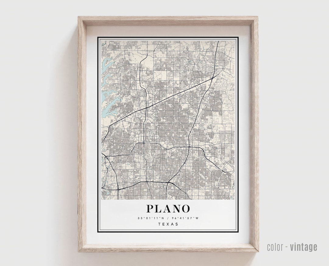 Plano TX Map Print - Plano Texas City Poster - Personalized Modern and ...