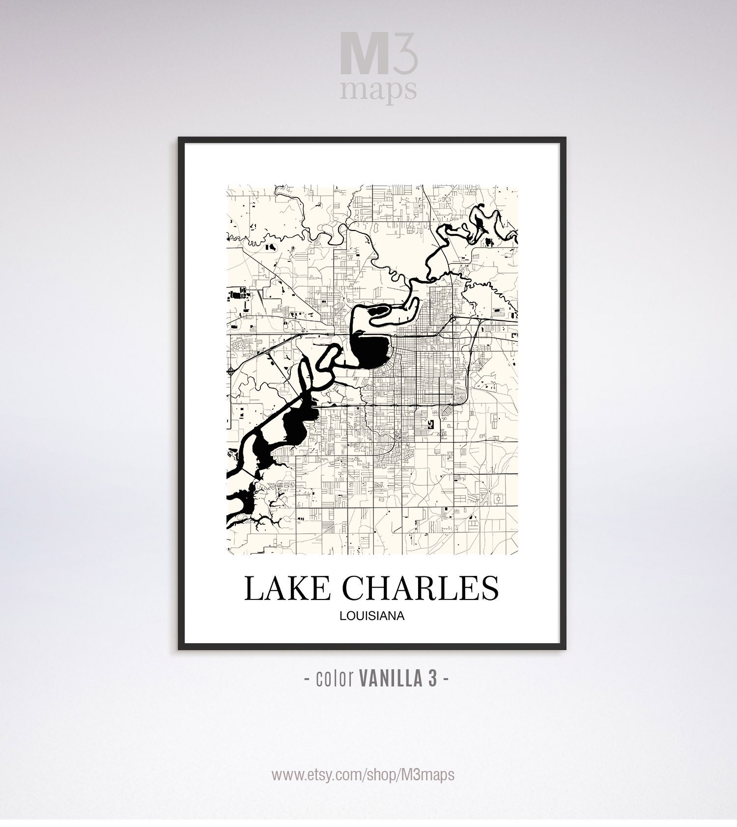 Lake Charles Lake Charles LA Map Lake Charles Modern Art | Etsy