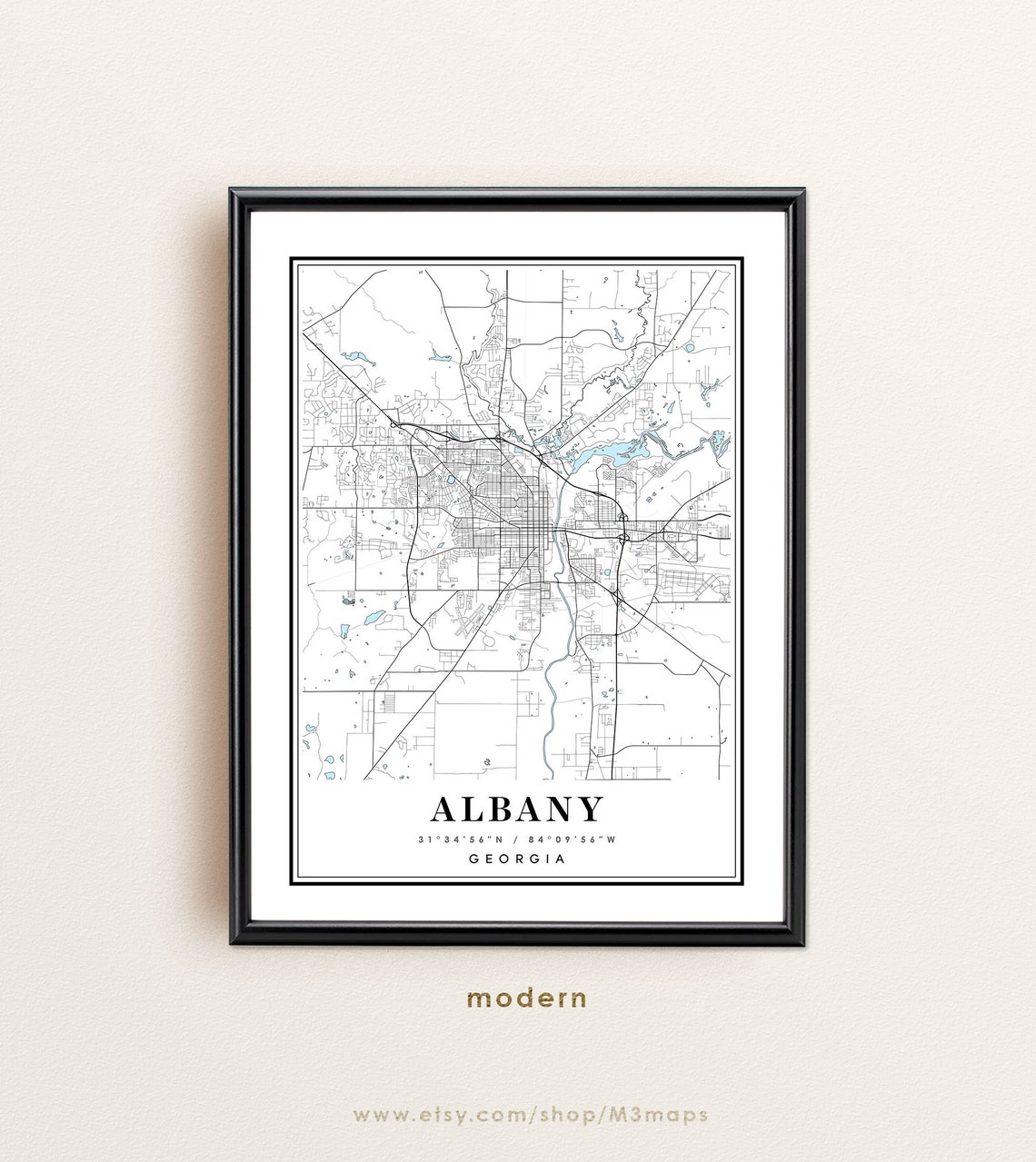 Albany Georgia Map Albany GA Map Albany City Map Albany | Etsy