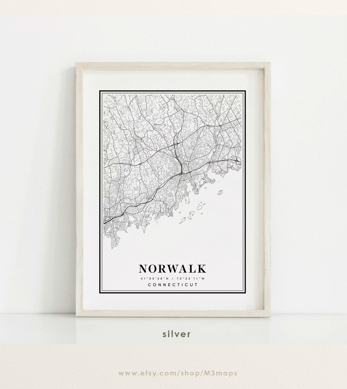 Norwalk Connecticut Map Norwalk CT Map Norwalk City Map - Etsy