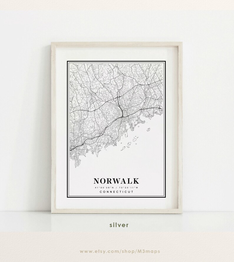 Norwalk Connecticut Map Norwalk CT Map Norwalk City Map - Etsy