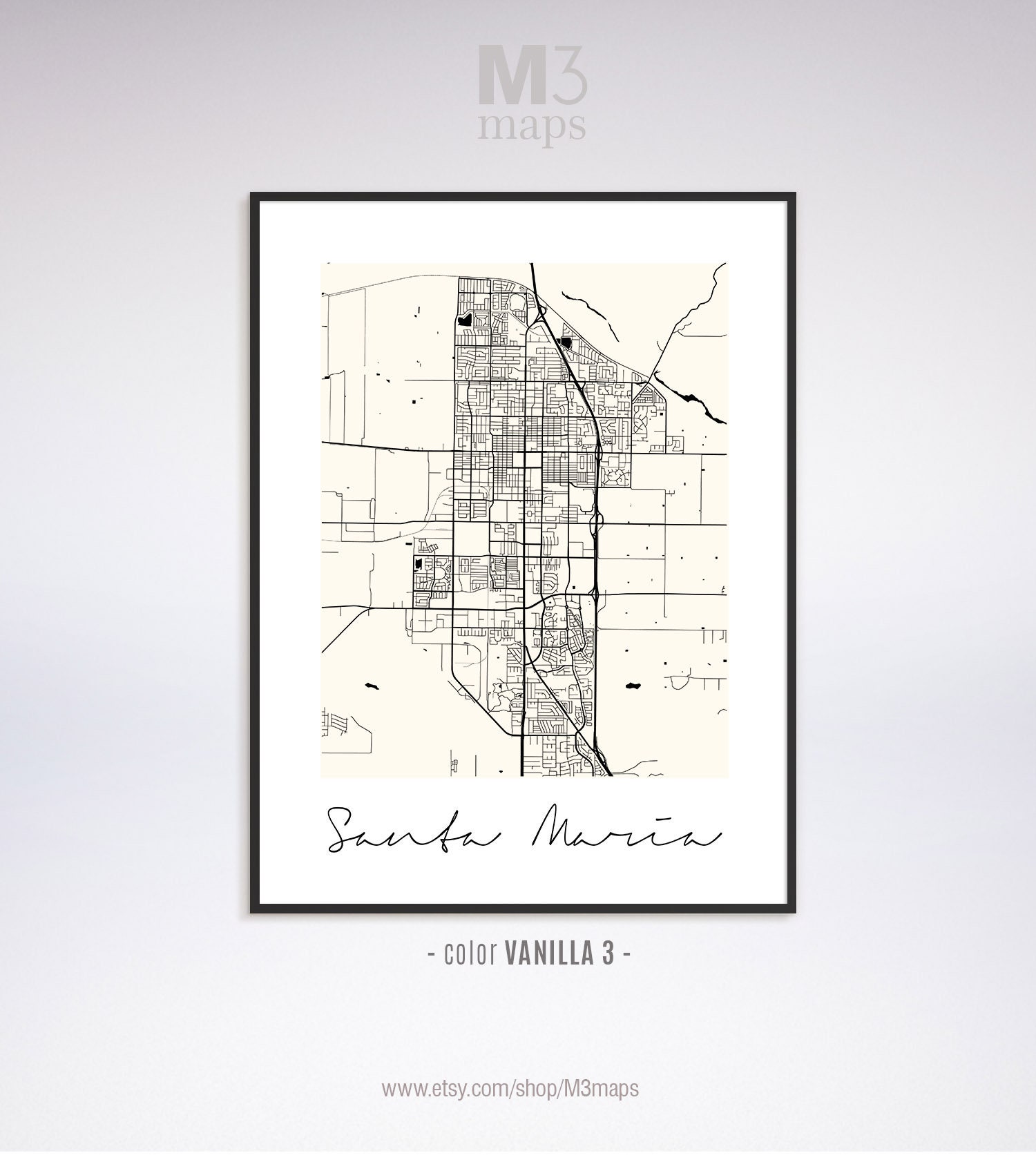 Santa Maria Minimalist Santa Maria Map Santa Maria Map | Etsy