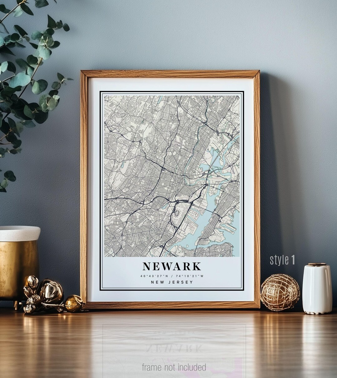 Custom Newark New Jersey Map Art - Personalized Newark NJ Minimalist ...