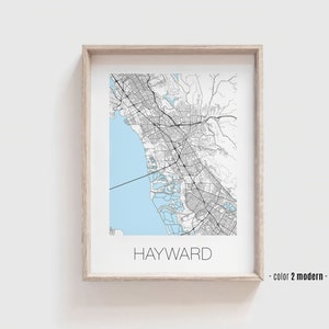 HAYWARD CA City Map Poster, Hayward California Street Map Print ...