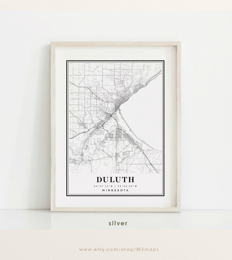 Duluth Minnesota Map Duluth MN Map Duluth City Map Duluth | Etsy