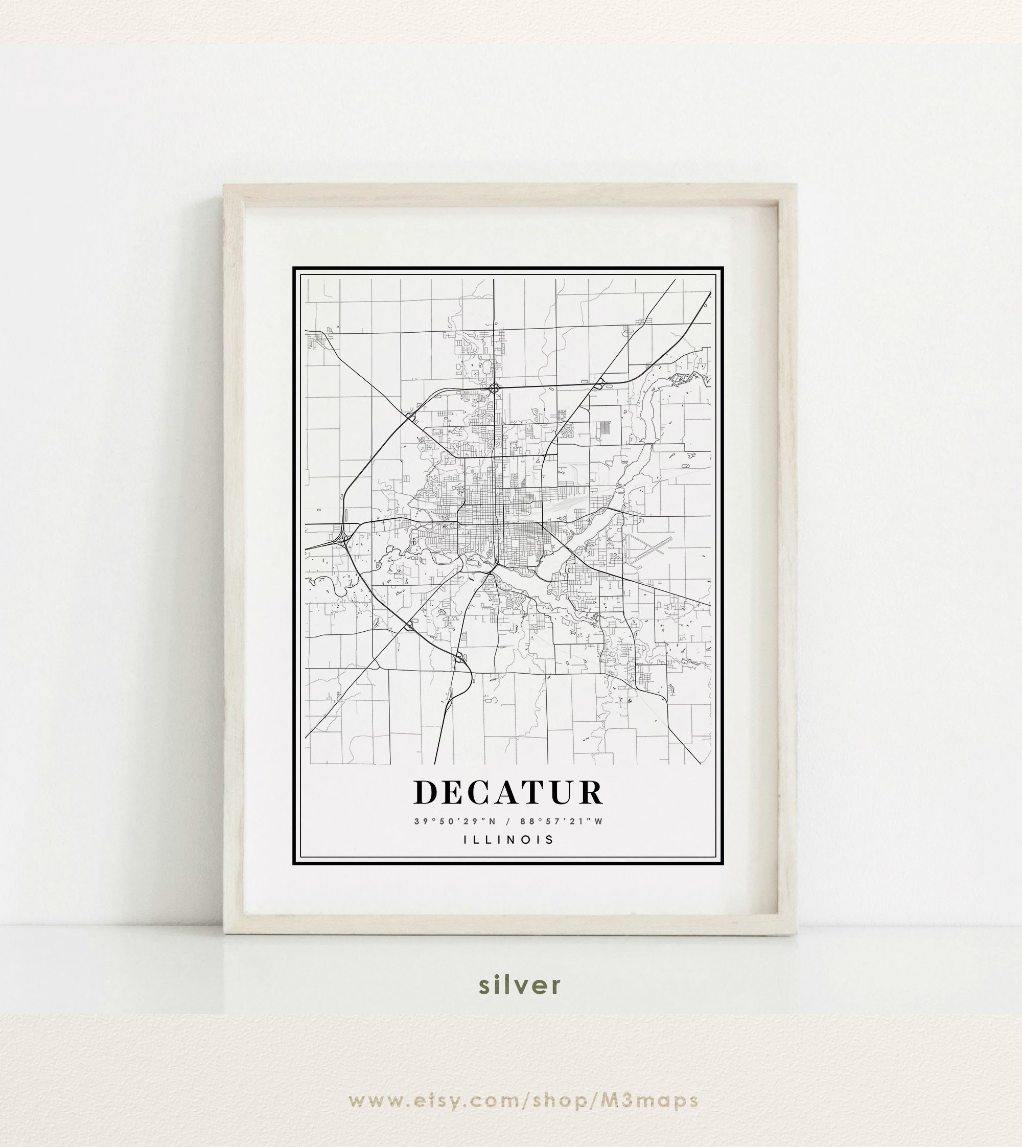 Decatur Illinois Map Decatur IL Map Decatur City Map - Etsy Ireland