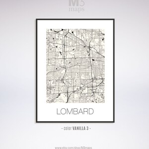Lombard Illinois, Lombard IL Map, Lombard Map, Lombard Print, Lombard ...