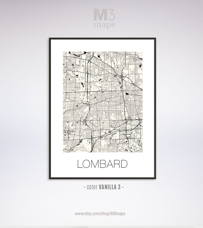 Lombard Illinois Lombard IL Map Lombard Map Lombard Print - Etsy
