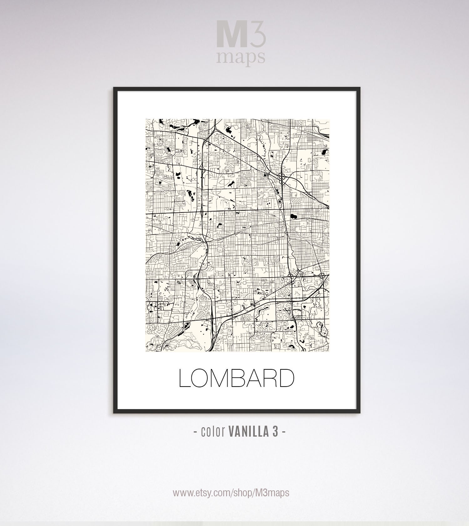 Lombard Illinois Lombard IL Map Lombard Map Lombard Print - Etsy