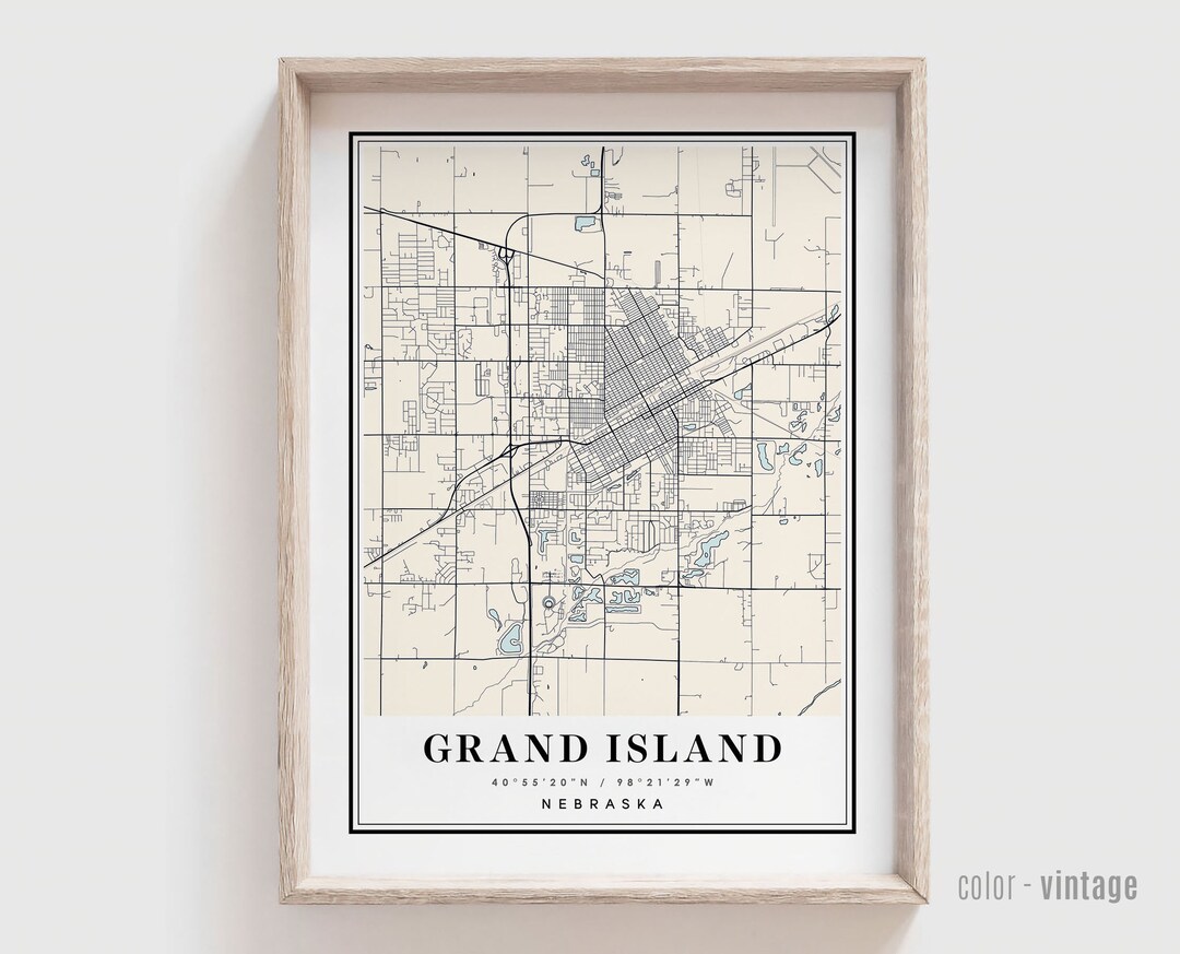 Grand Island NE Map Print - Grand Island Nebraska City Poster ...