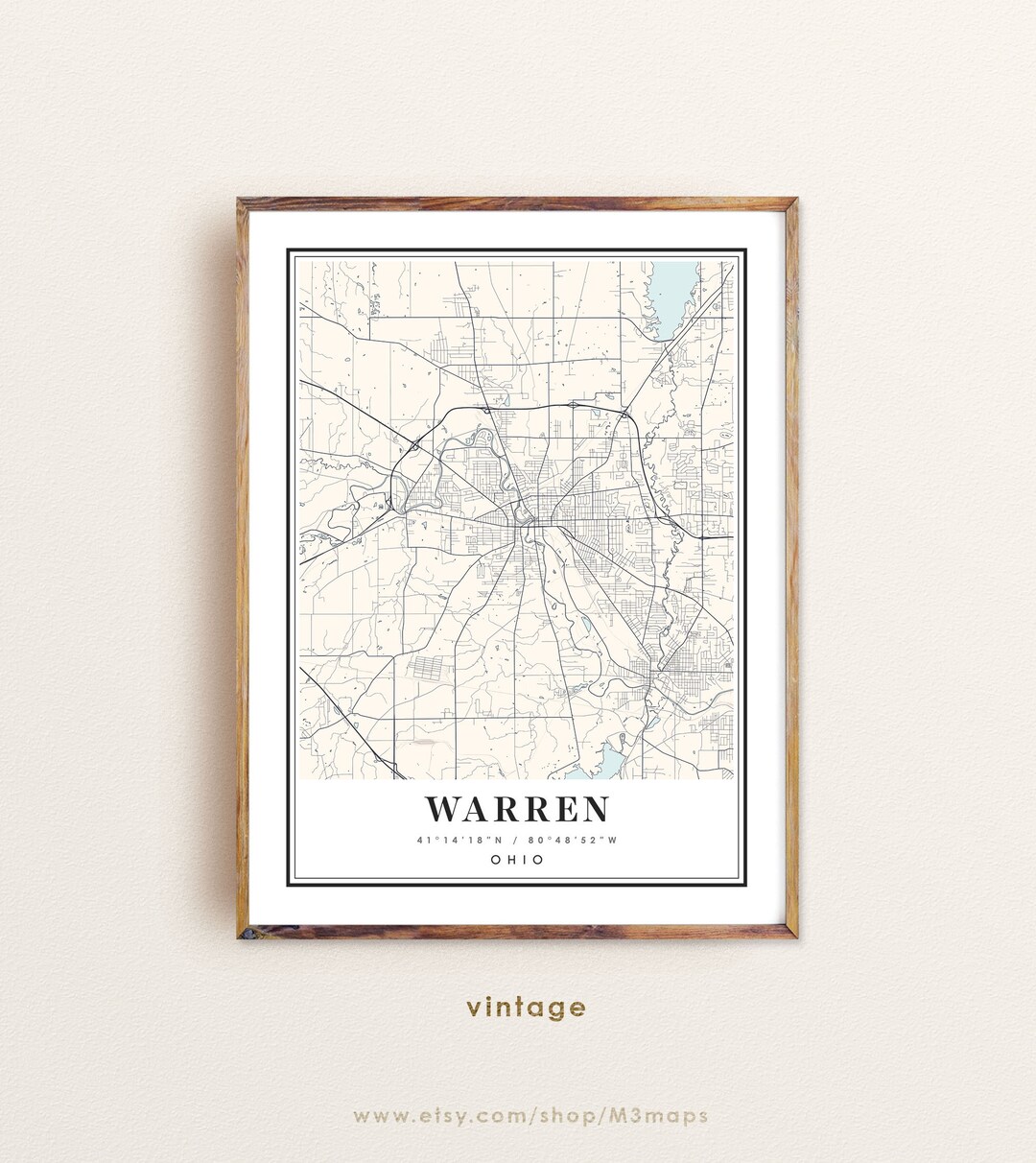 Warren Ohio Map Warren OH Map Warren City Map Warren Print - Etsy