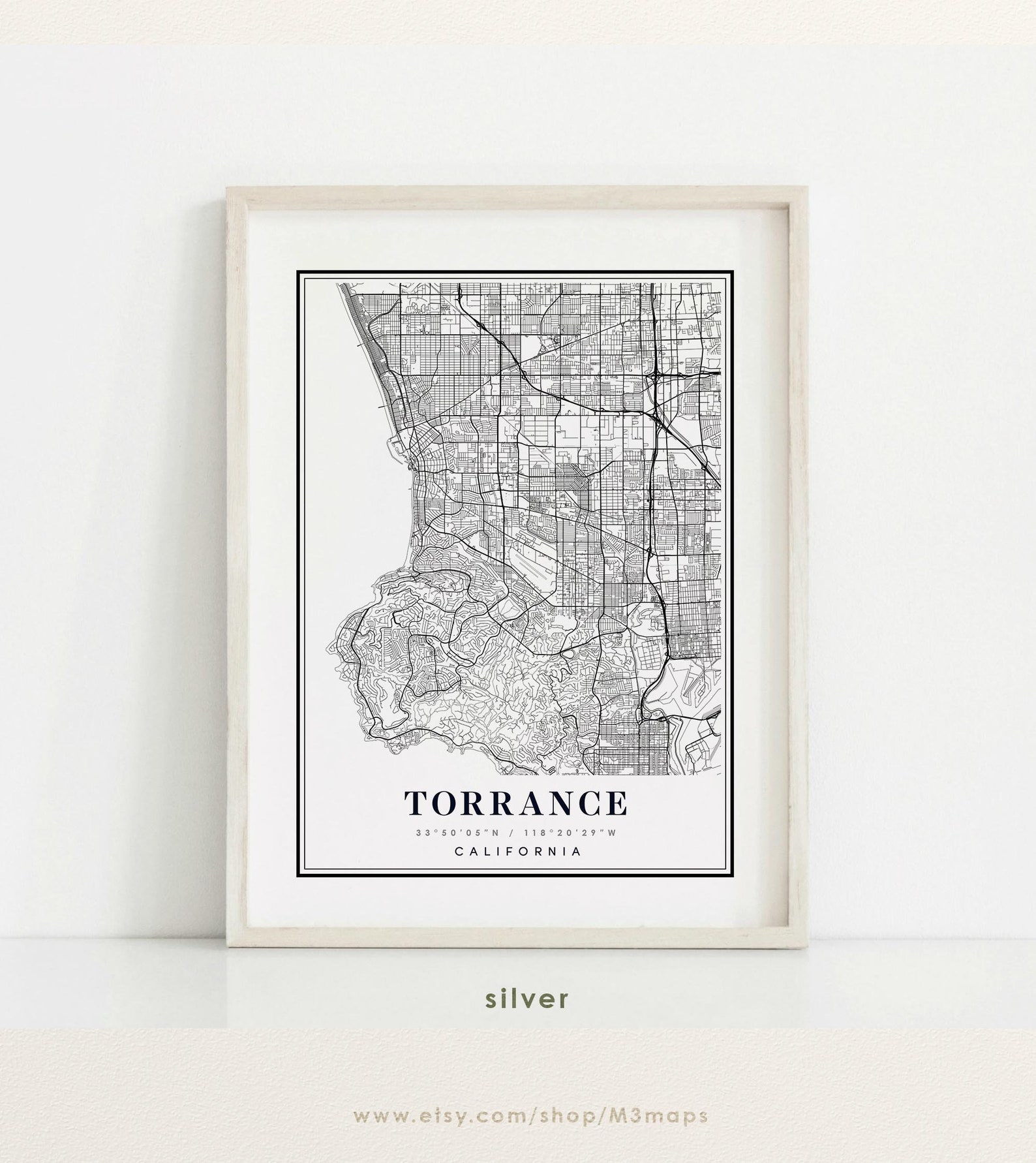 Torrance California map Torrance CA map Torrance city map | Etsy