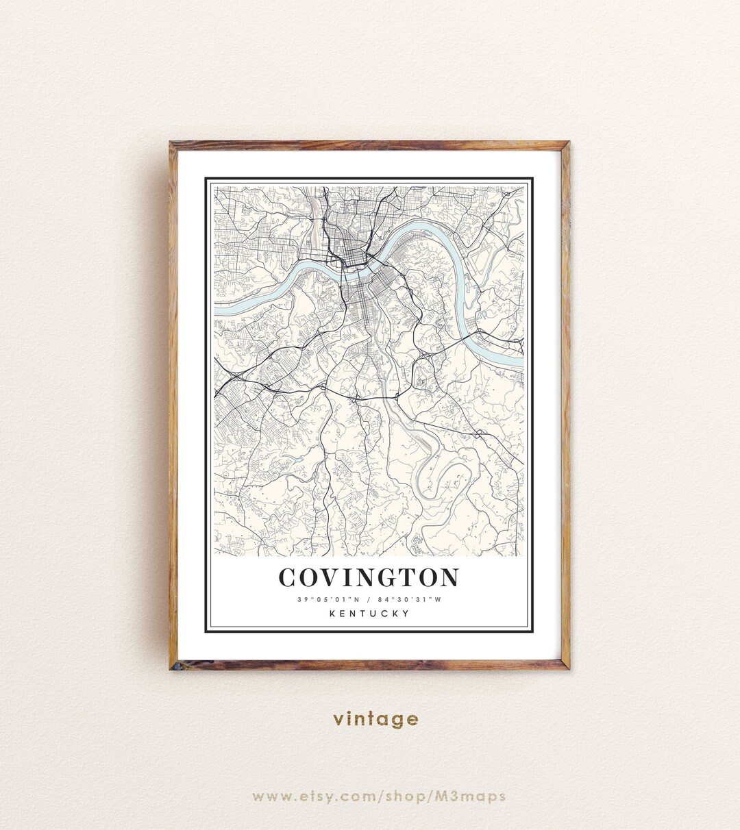 Covington Kentucky Map Art Print: Cityscape Poster - Etsy