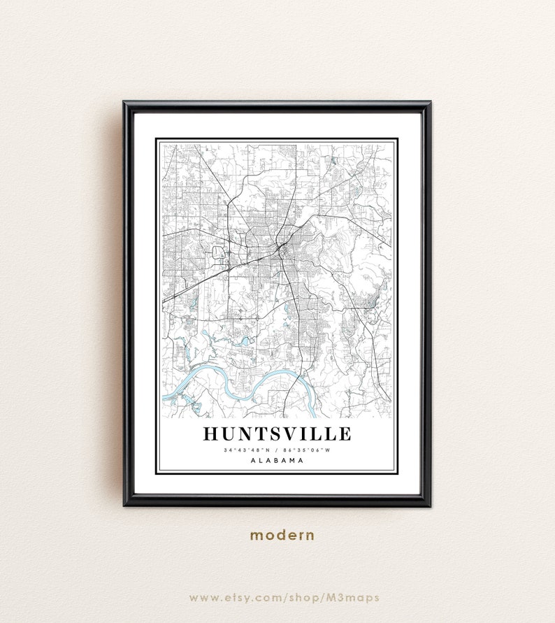 Huntsville Alabama Map Huntsville AL Map Huntsville City - Etsy
