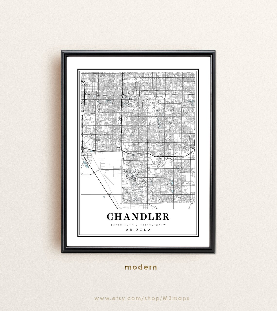 Chandler Arizona Map Chandler AZ Map Chandler City Map - Etsy