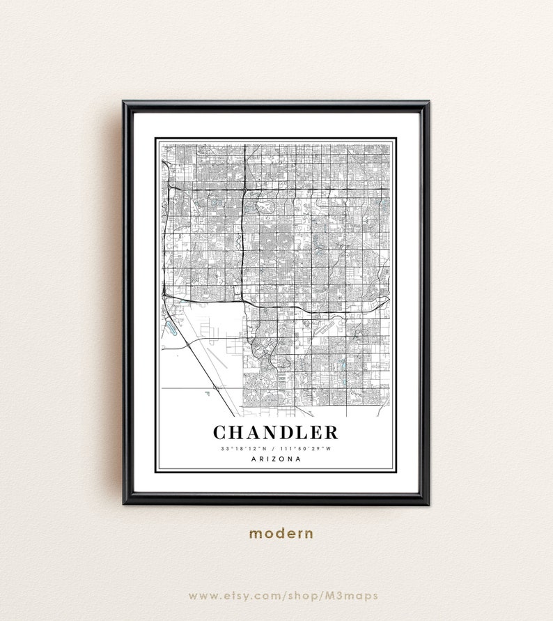 Chandler Arizona Map Chandler AZ Map Chandler City Map - Etsy