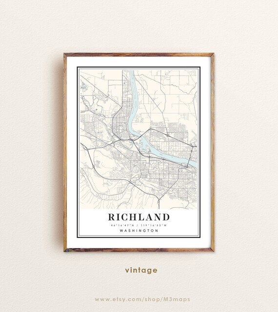 Richland Washington Map Richland WA Map Richland City Map | Etsy