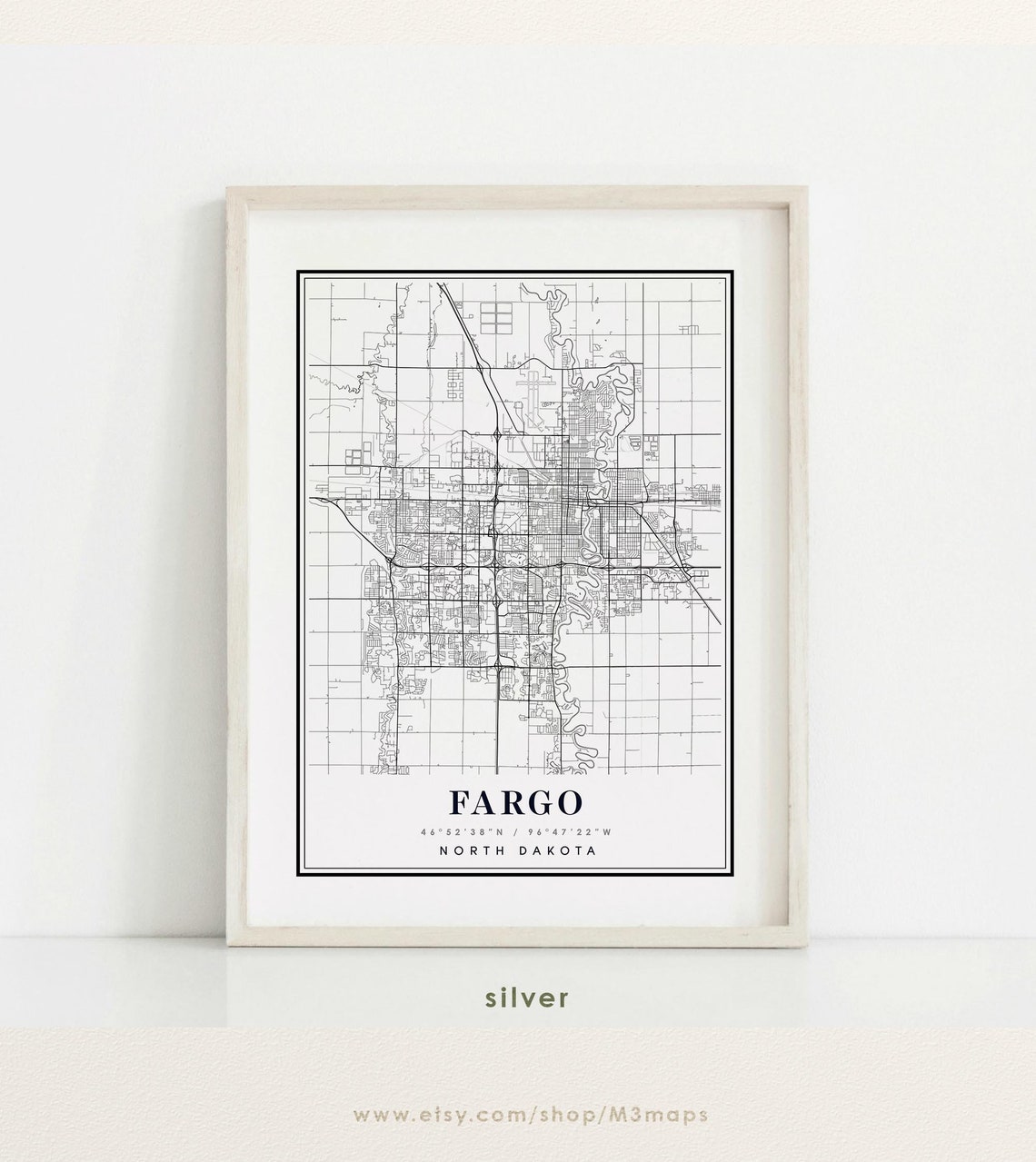 Fargo North Dakota map Fargo ND map Fargo city map Fargo | Etsy