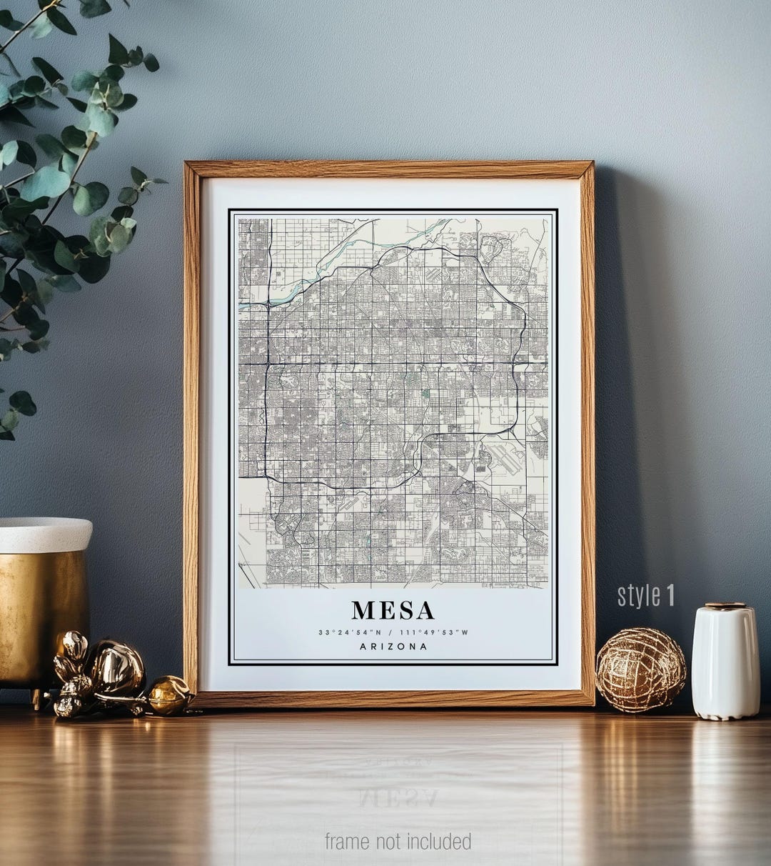 Custom Mesa Arizona Map Art - Personalized Mesa AZ Minimalist Map Print ...