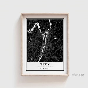 Troy NY Map Print - Troy New York City Poster - Personalized Modern and ...