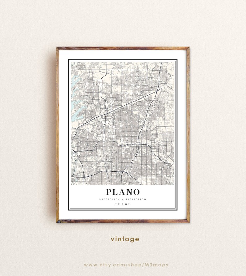 Plano Texas Map Plano TX Map Plano City Map Plano Print | Etsy