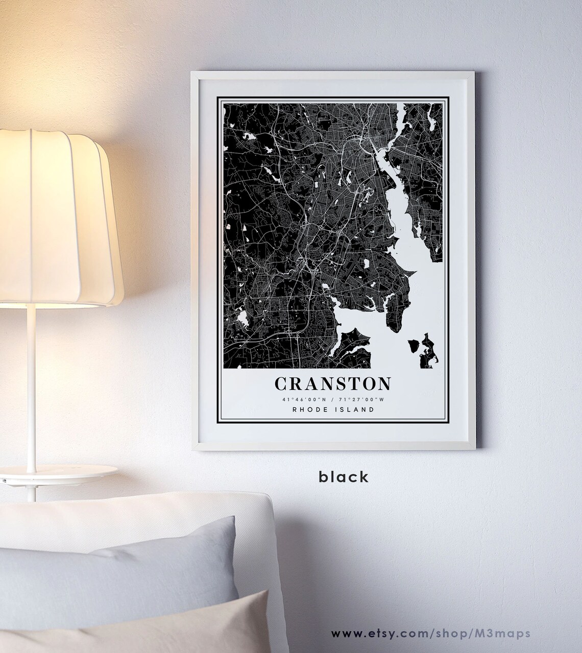 Cranston Rhode Island Map Cranston RI Map Cranston City Map | Etsy