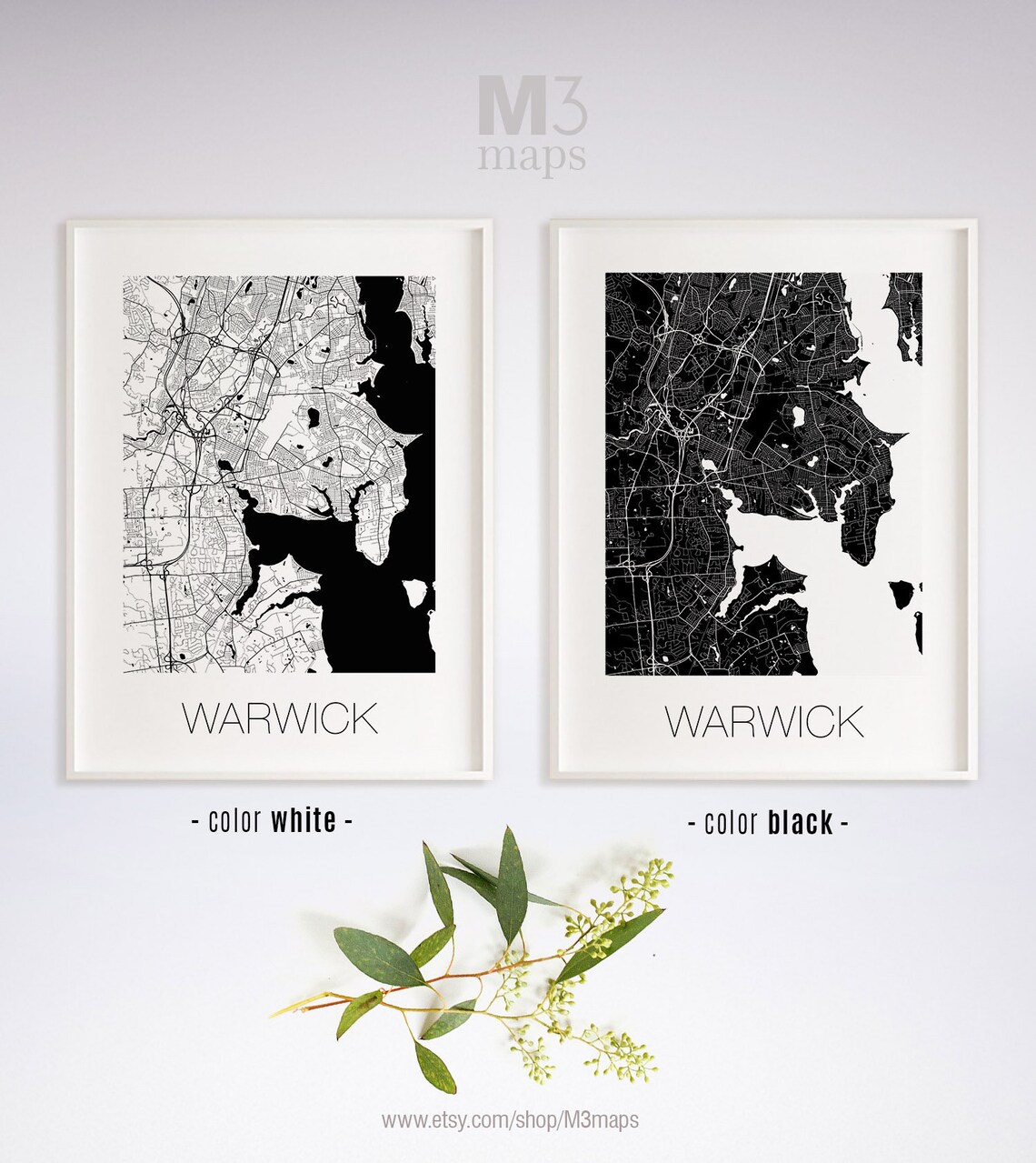 Warwick Rhode Island Warwick RI Map Warwick Map Warwick - Etsy