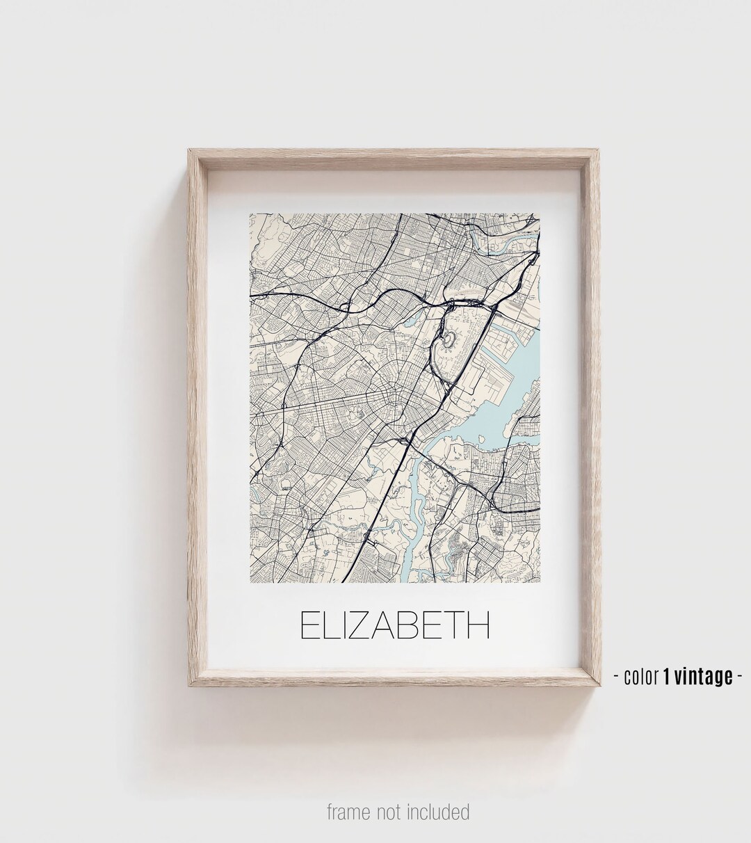ELIZABETH NJ City Map Poster, Elizabeth New Jersey Street Map Print ...