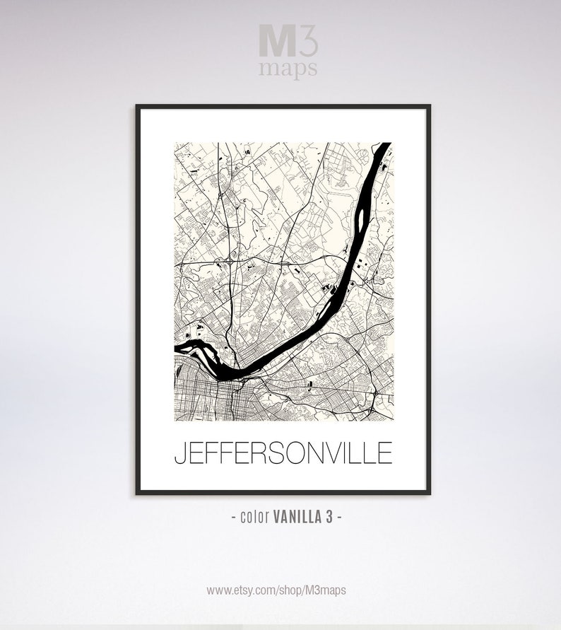 Jeffersonville Indiana Jeffersonville IN Map Jeffersonville - Etsy