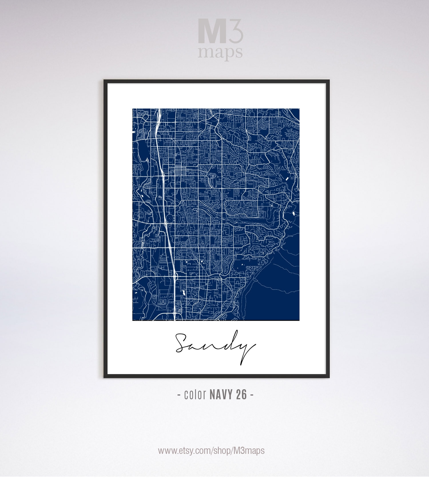 Sandy Minimalist Sandy Map Sandy Map Print Sandy City Map | Etsy