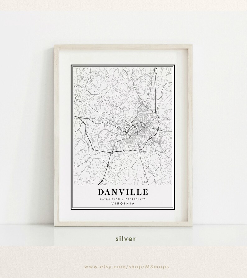Danville Virginia Map Danville VA Map Danville City Map | Etsy