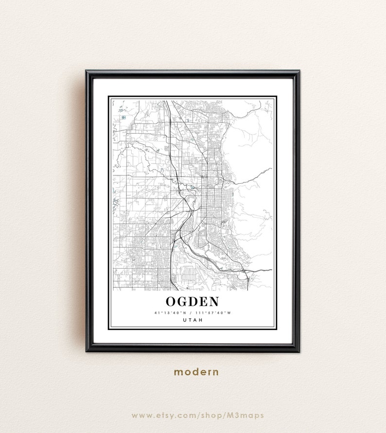 Ogden Utah Map Ogden UT Map Ogden City Map Ogden Print | Etsy