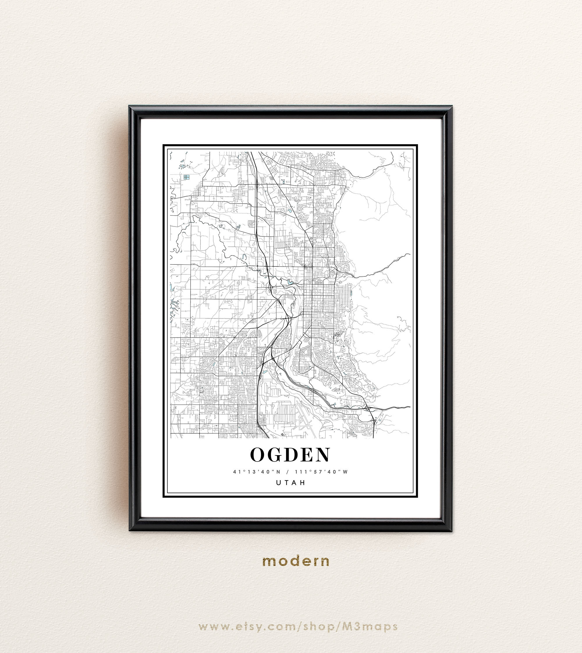 Ogden Utah Map Ogden UT Map Ogden City Map Ogden Print | Etsy
