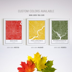 SET of 3 CUSTOM MAPS - 3 City Map Prints, Any Location, Personalized ...