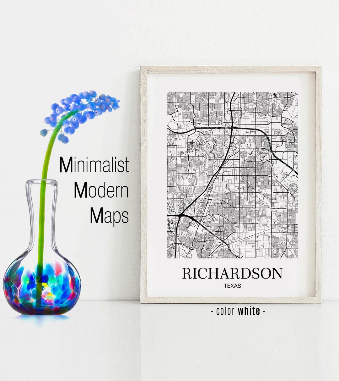 Richardson, Richardson TX Map, Richardson Modern Art Print, Richardson ...