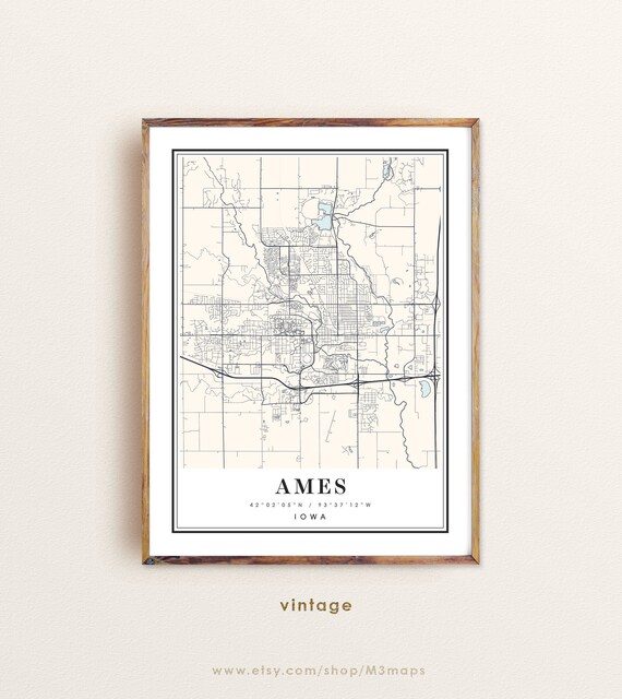 Ames Iowa Map Ames IA Map Ames City Map Ames Print Ames - Etsy