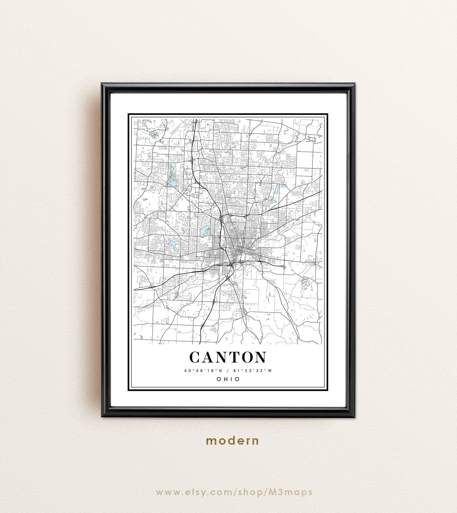 Canton Ohio Map Canton OH Map Canton City Map Canton Print | Etsy