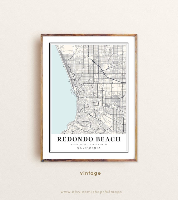 Redondo Beach California Map Redondo Beach CA Map Redondo - Etsy