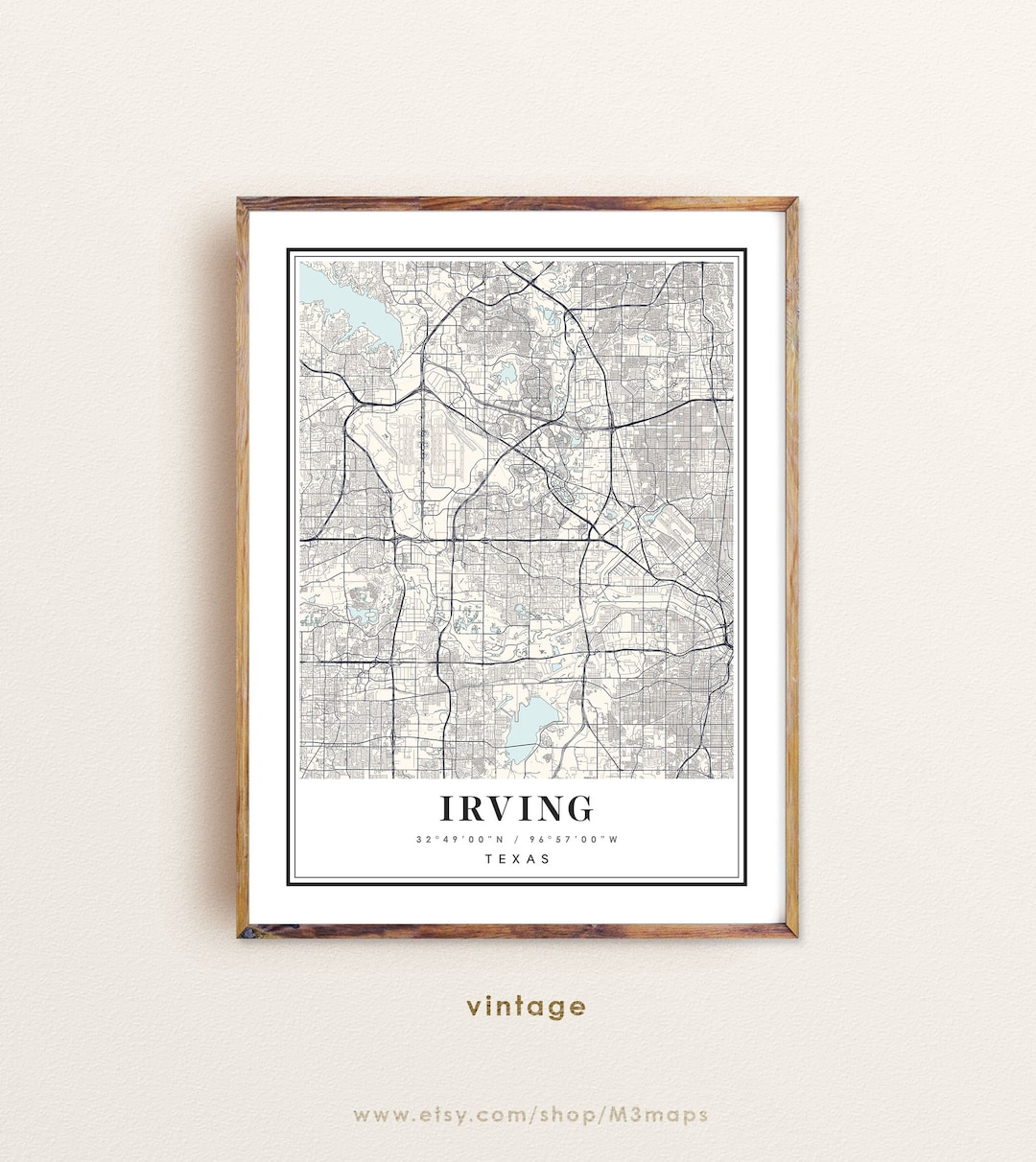 Irving Texas Map, Irving TX Map, Irving City Map, Irving Print, Irving ...