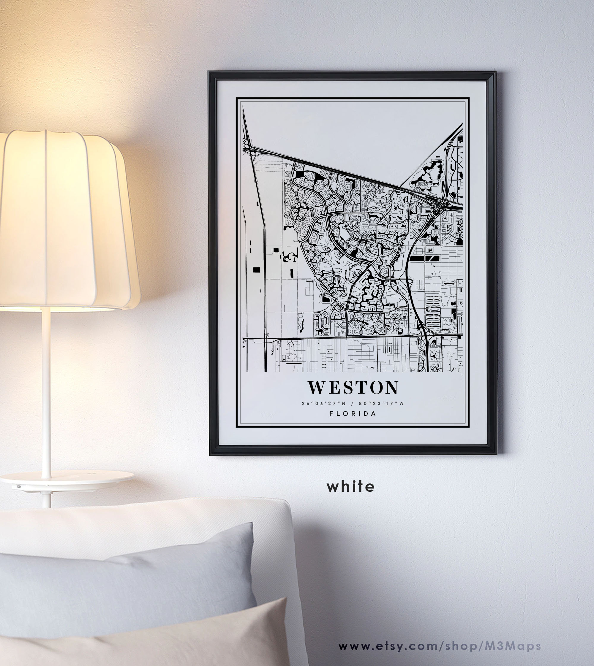 Weston Florida Map Weston FL Map Weston City Map Weston | Etsy