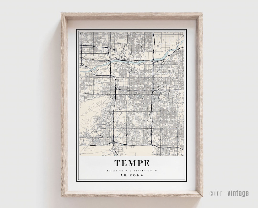 Tempe AZ Map Print - Tempe Arizona City Poster - Personalized Modern ...