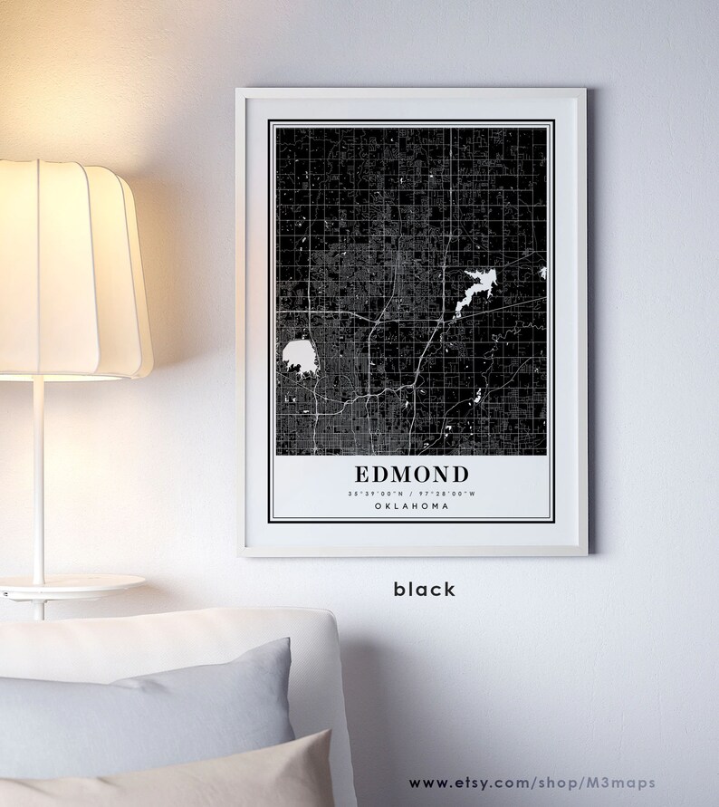 Edmond Oklahoma Map Edmond OK Map Edmond City Map Edmond - Etsy