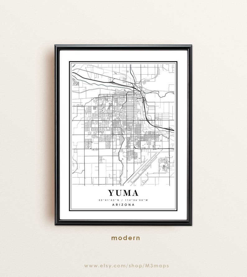 Yuma Arizona Map Yuma AZ Map Yuma City Map Yuma Print Yuma | Etsy