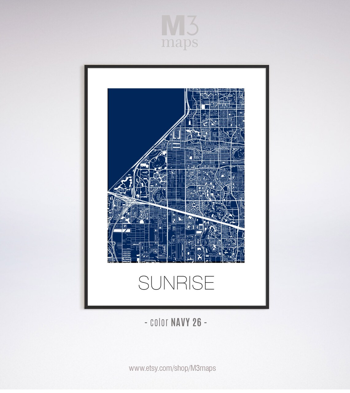 Sunrise Florida Sunrise FL Map Sunrise Map Sunrise Print - Etsy
