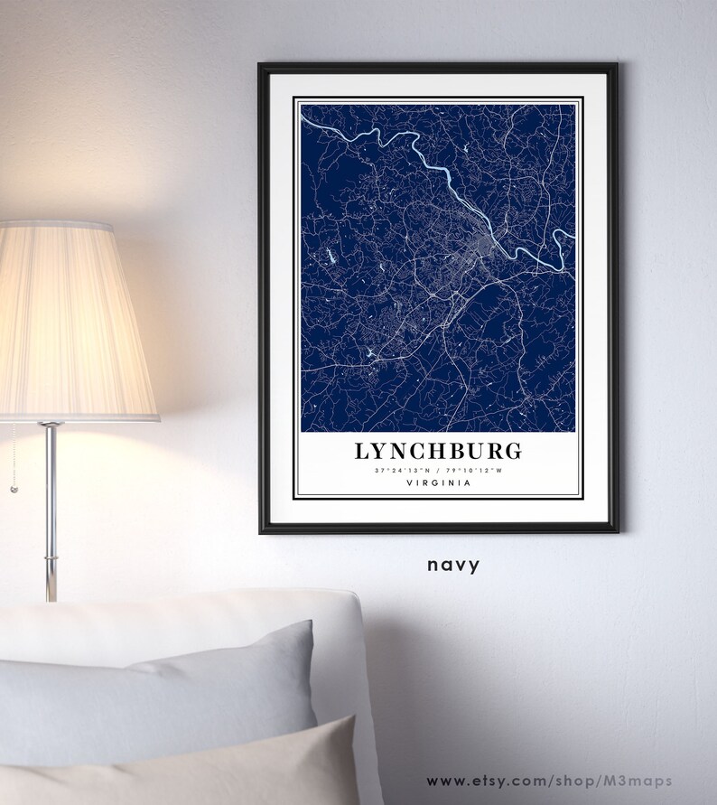 Lynchburg Virginia Map Lynchburg VA Map Lynchburg City Map | Etsy