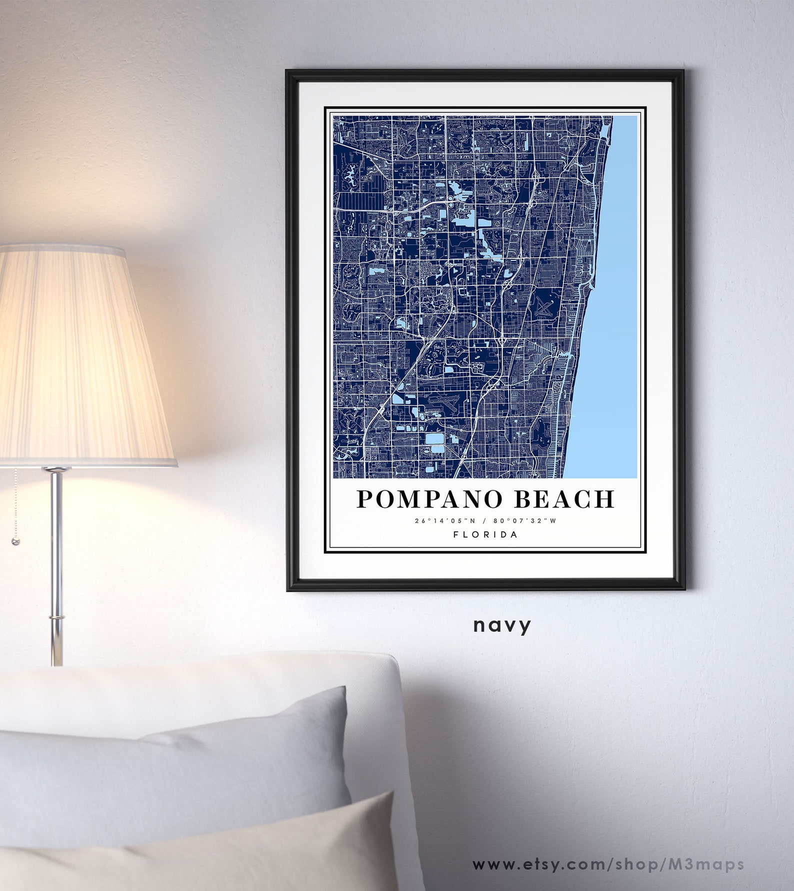 Pompano Beach Florida Map Pompano Beach FL Map Pompano Beach - Etsy